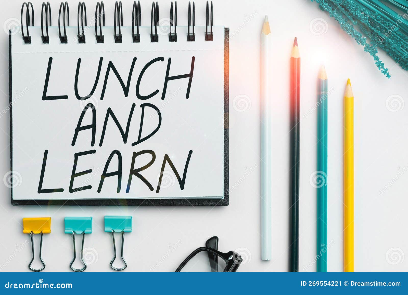 Writing Displaying Text Lunch and Learn. Business Concept Have Meal and ...