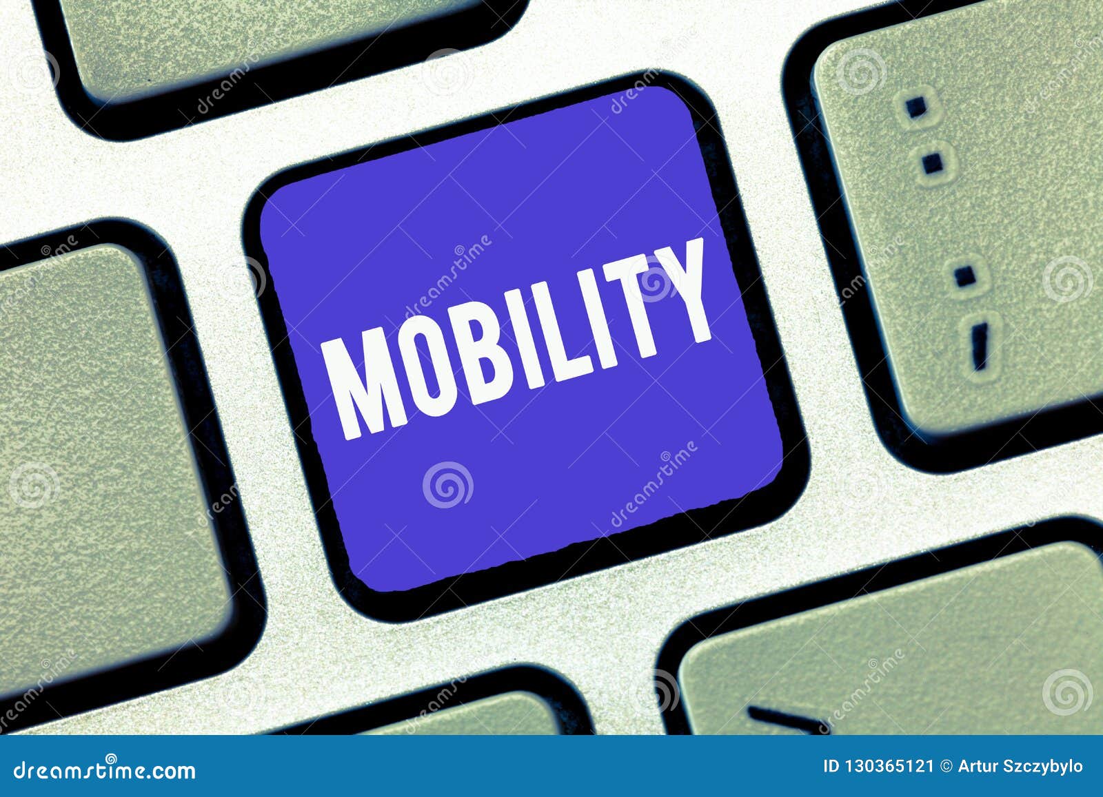 Handwriting Text Mobility. Concept Meaning Ability To Move or Be Moved ...