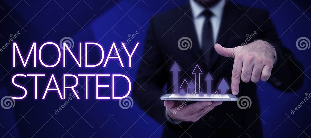 Handwriting Text Monday Startedgetting Ready for New Week Rest is Over Lets Begin Work. Concept ...