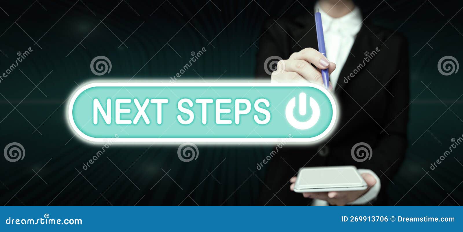 Sign Displaying Next Steps. Business Overview Numper of Process Going ...