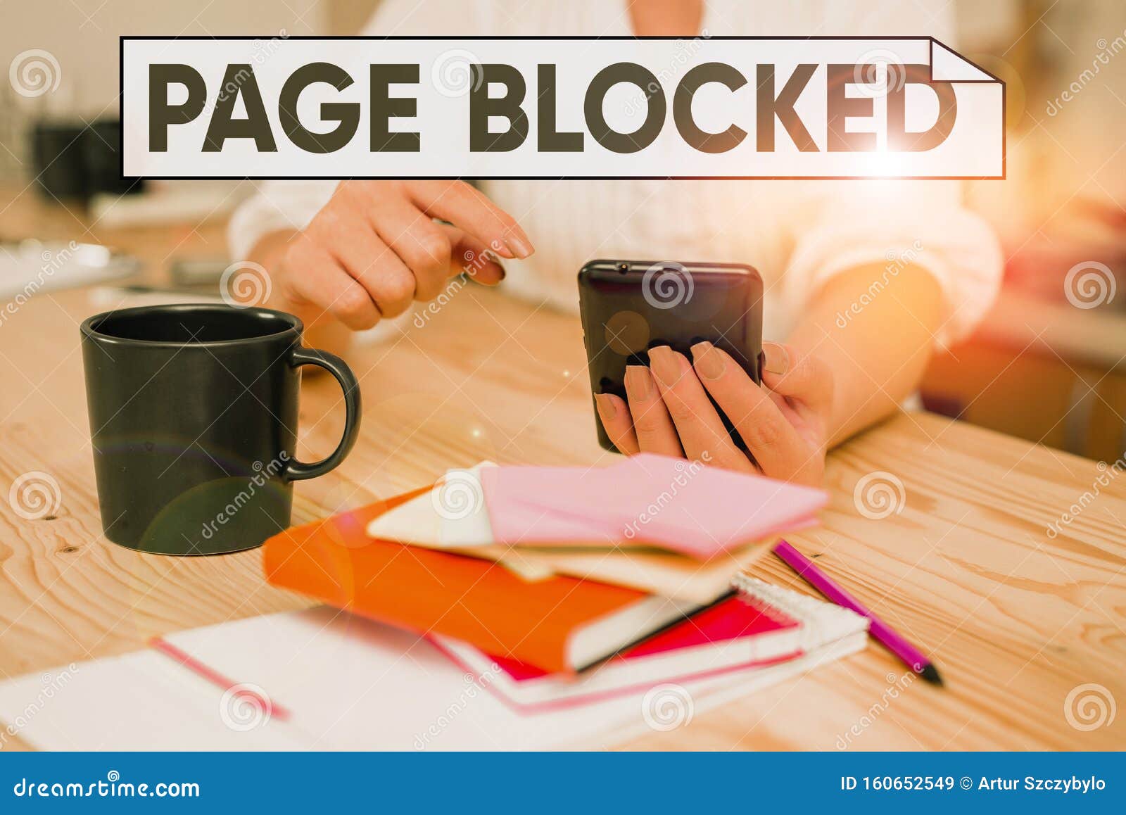 Handwriting Text Page Blocked. Concept Meaning Users are Prevented from ...