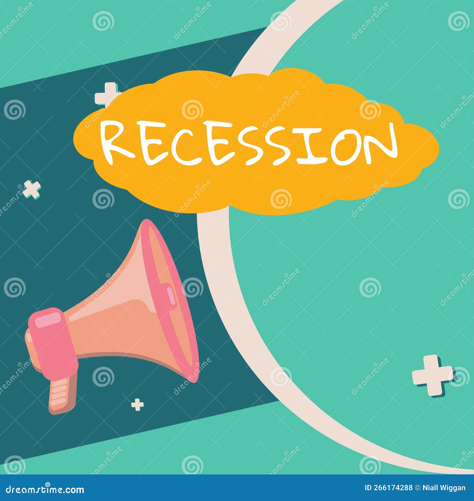 Sign Displaying Recession. Conceptual Photo the Process of Progressive Decrease in Growing ...