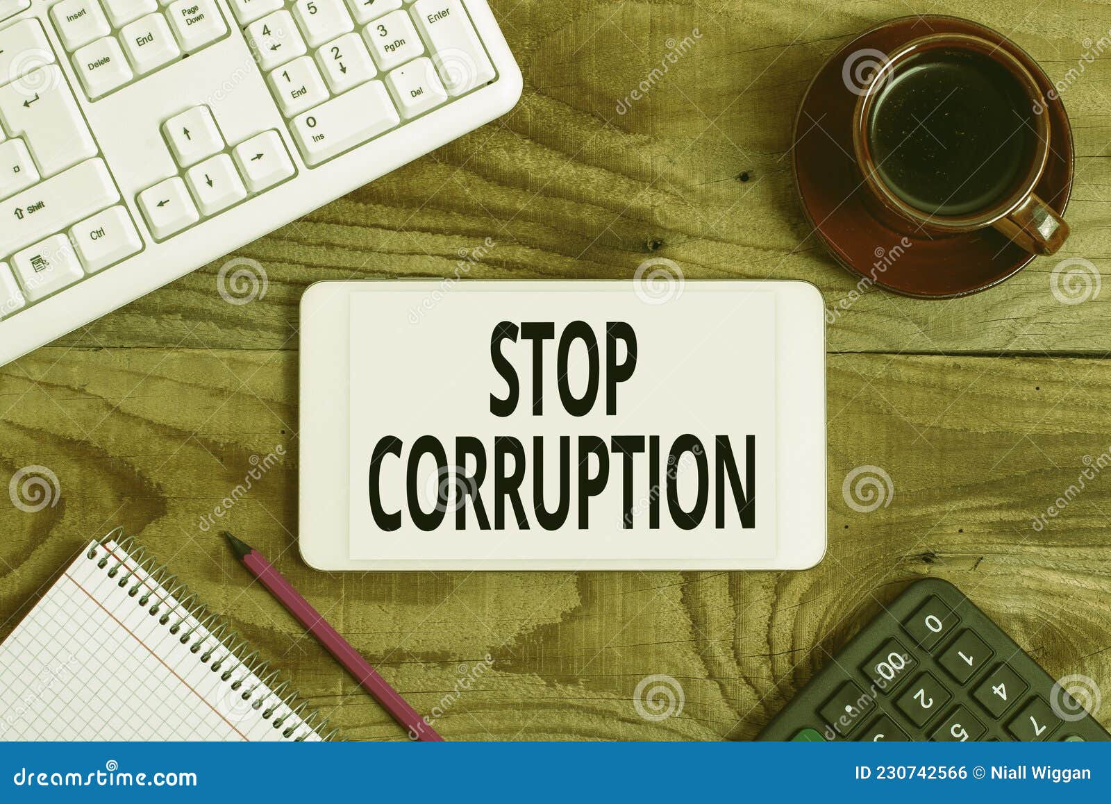 Handwriting Text Stop Corruption. Concept Meaning Put an End in Abusing ...