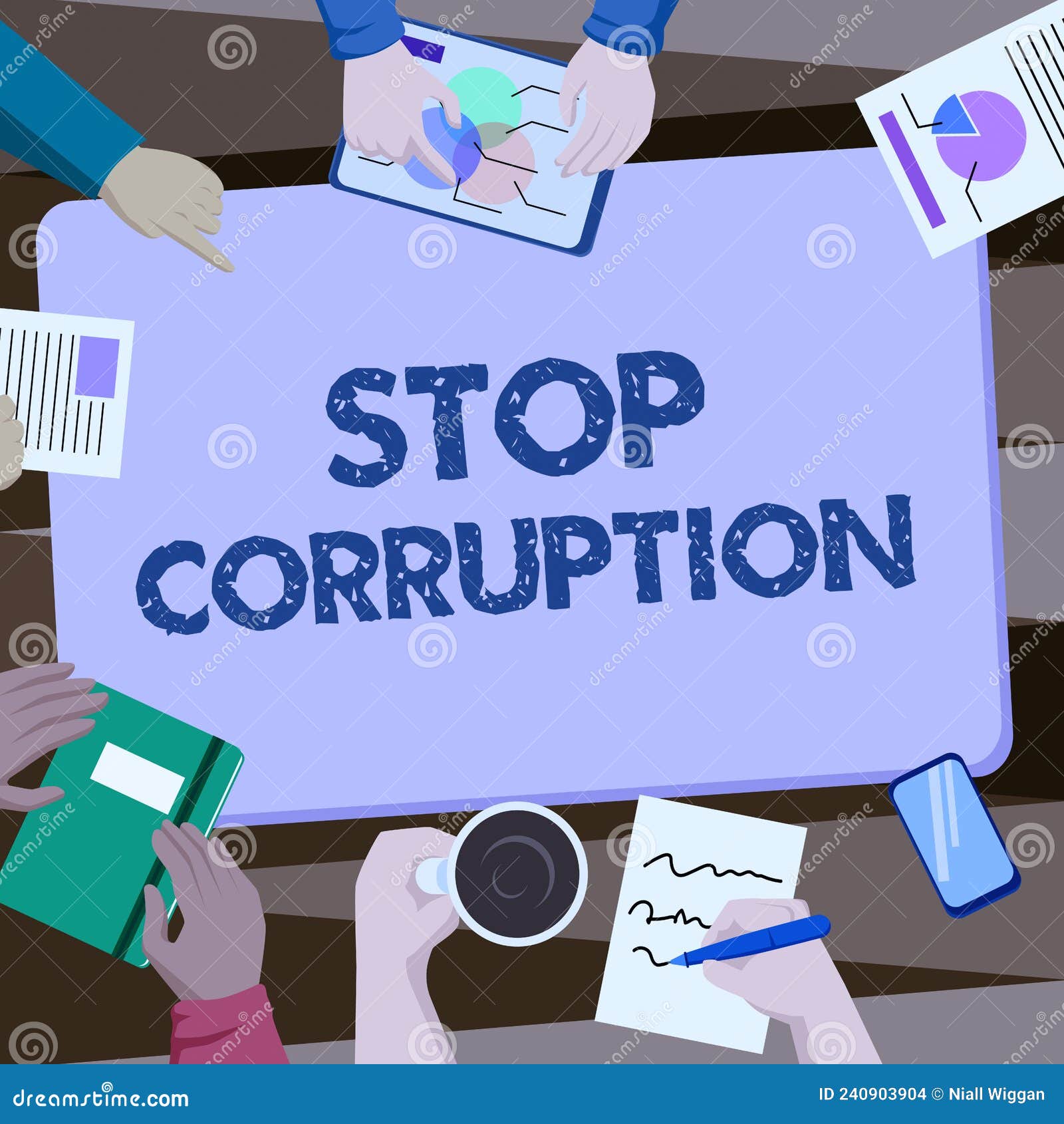 Handwriting Text Stop Corruption. Word for Put an End in Abusing of ...