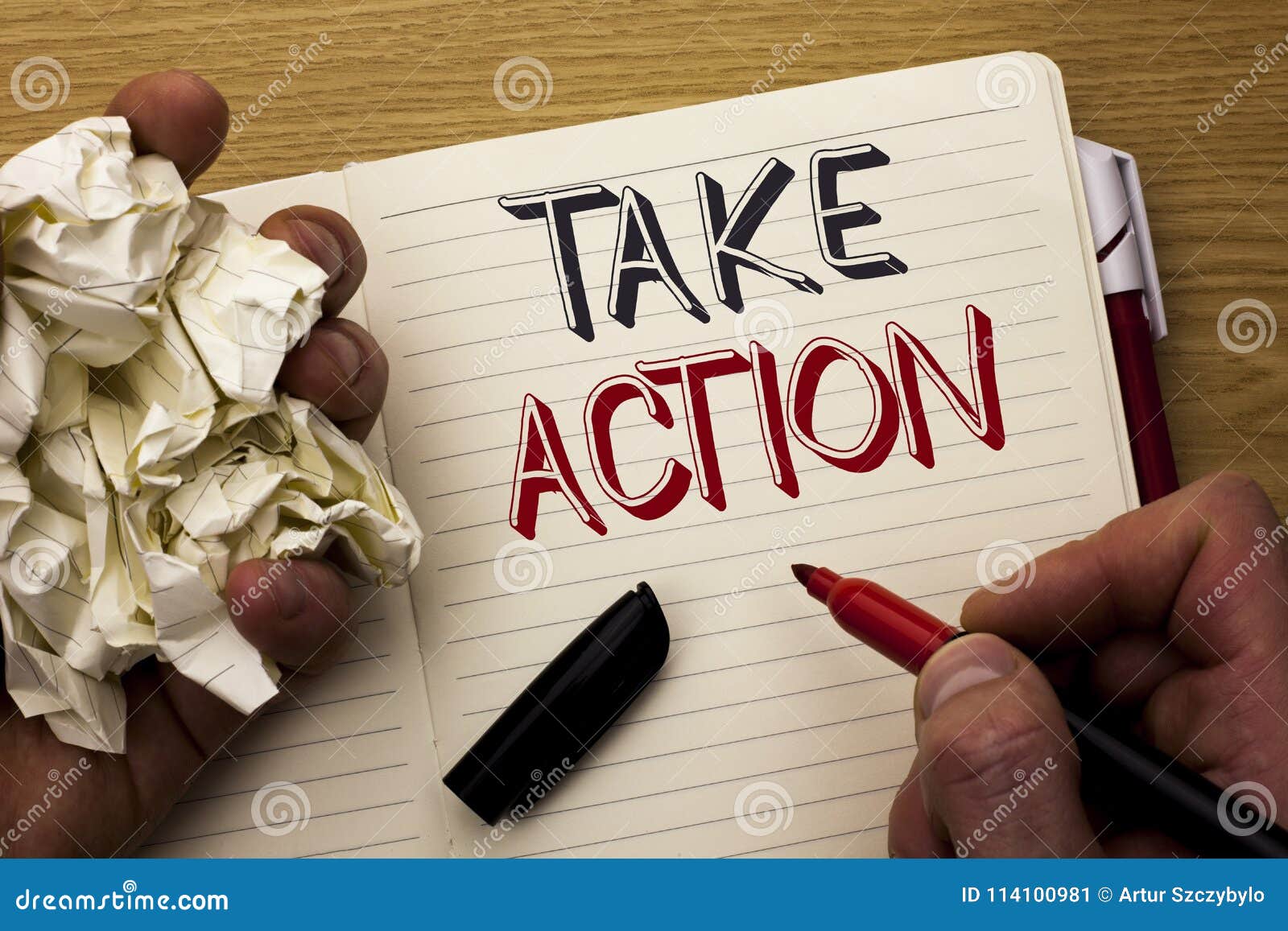 Handwriting Text Take Action. Concept Meaning Strategy Future Actions ...