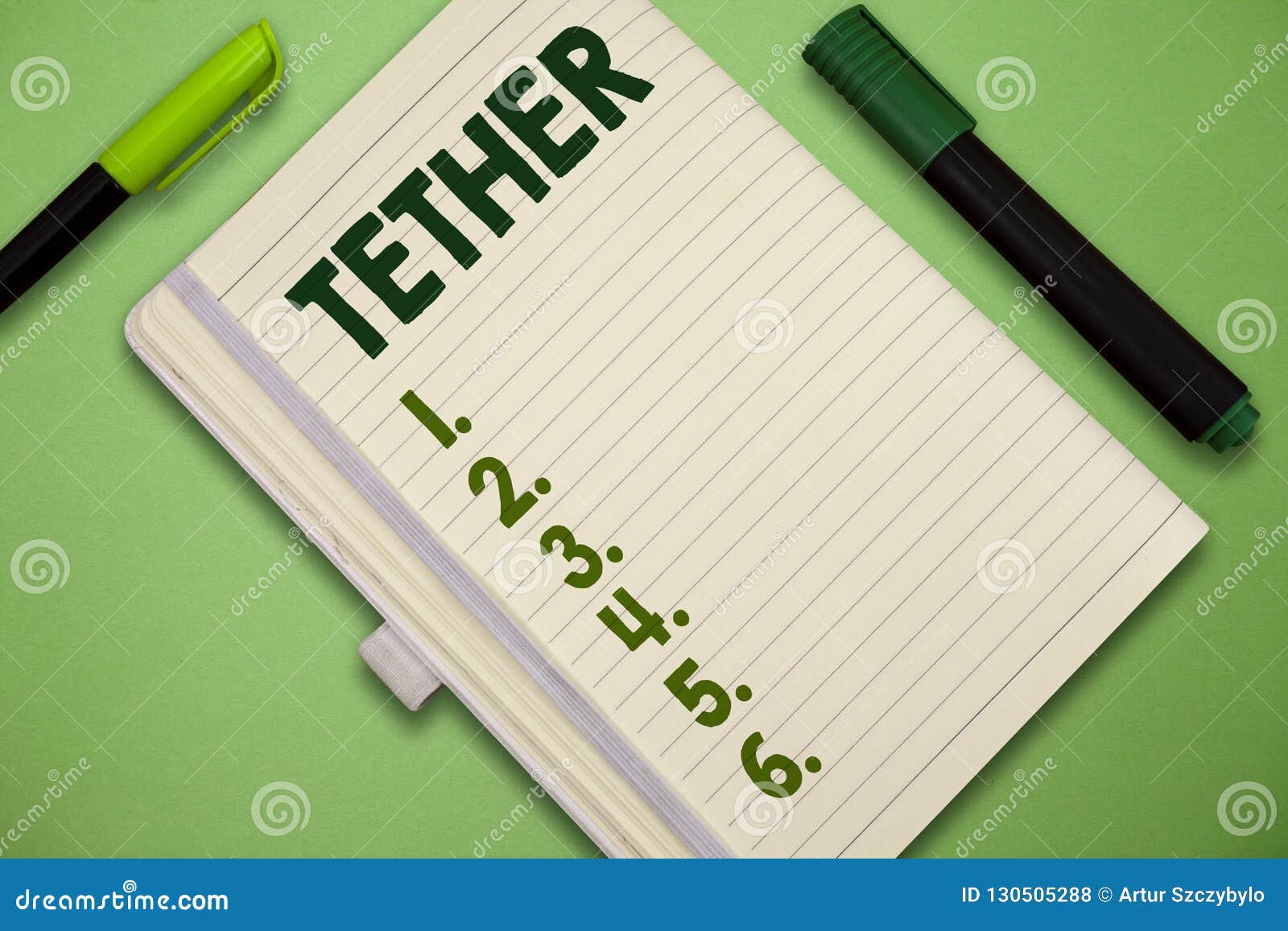 Handwriting Text Tether. Concept Meaning Use Smartphone in Order ...