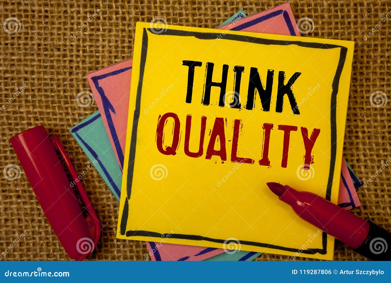 Handwriting Text Think Quality. Concept Meaning Thinking of Innovative ...