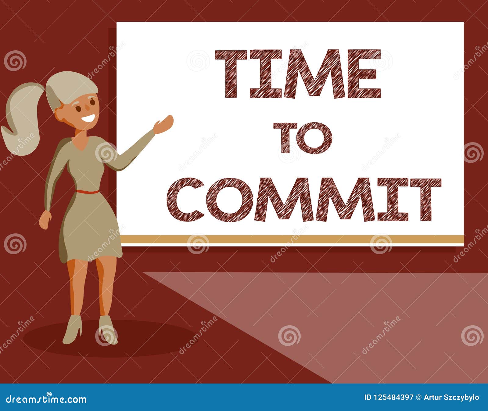 Handwriting Text Time To Commit. Concept Meaning Engagement or ...