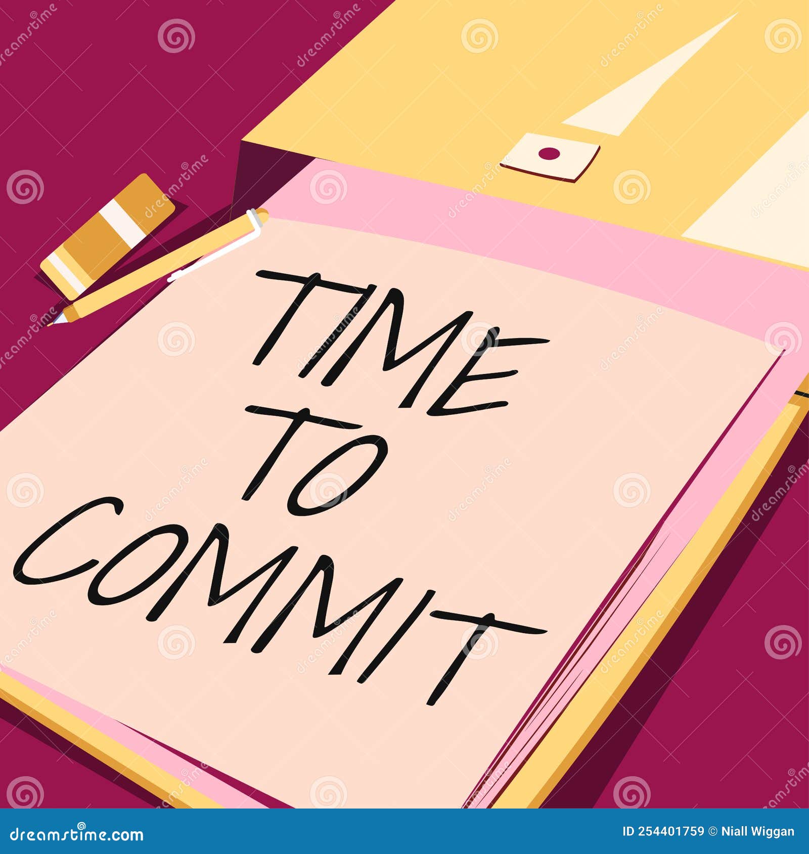 Writing Displaying Text Time To Commit. Business Overview Engagement or ...