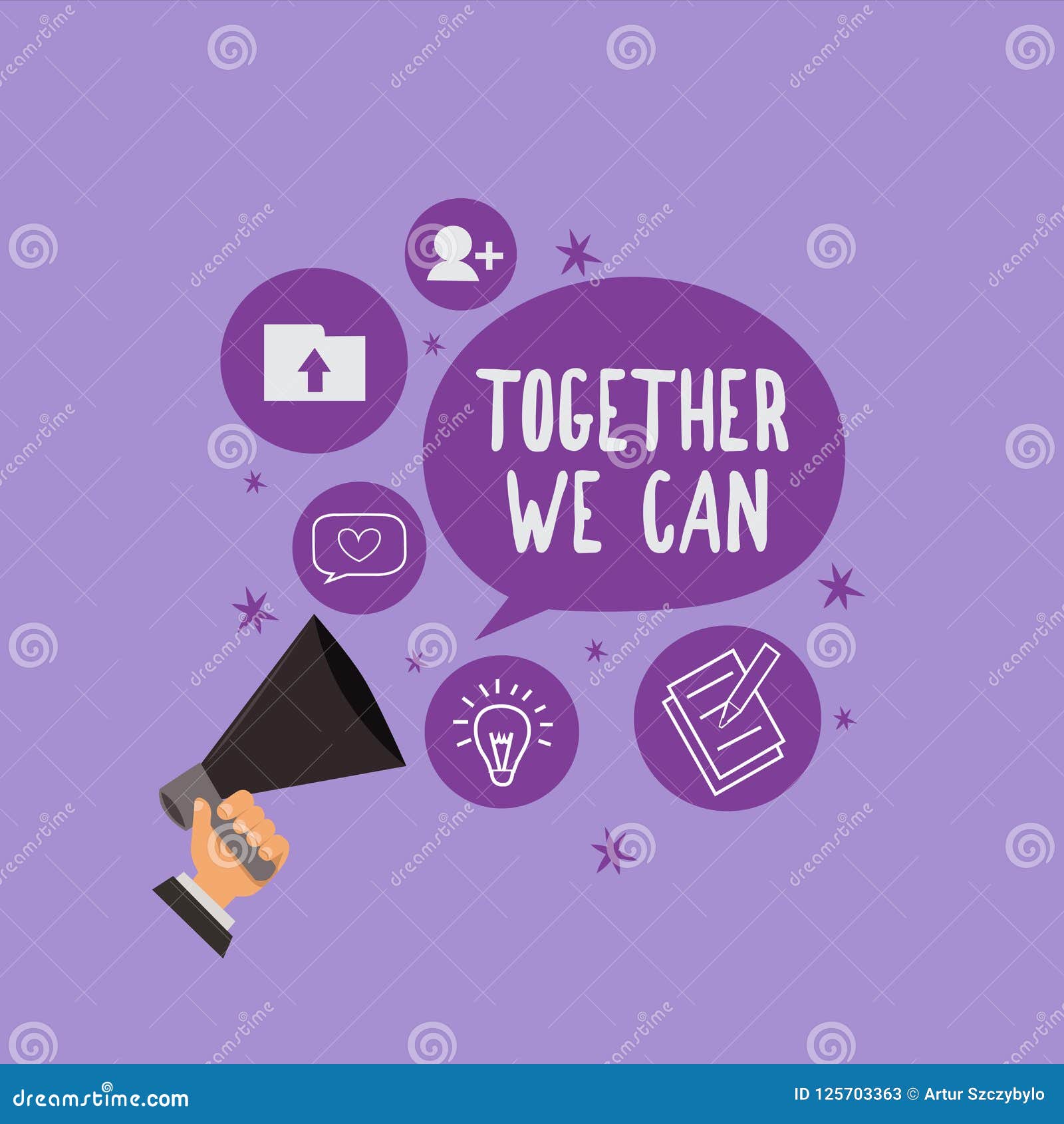 Handwriting Text Together we Can. Concept Meaning Unity Can Makes ...