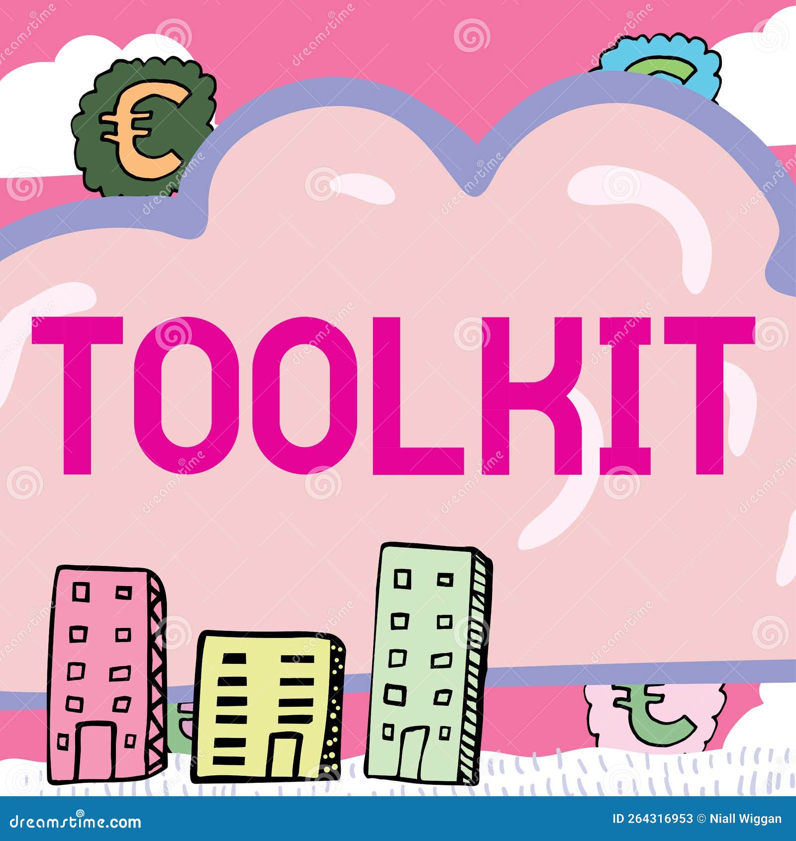 Handwriting Text Toolkit. Word Written on Set of Tools Kept in a Bag or ...