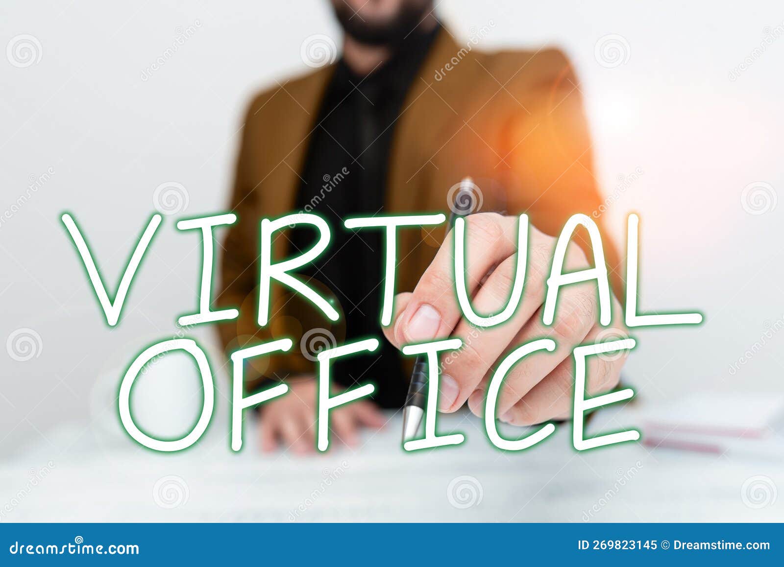 Handwriting Text Virtual Office. Business Idea Mobile Work-environment ...