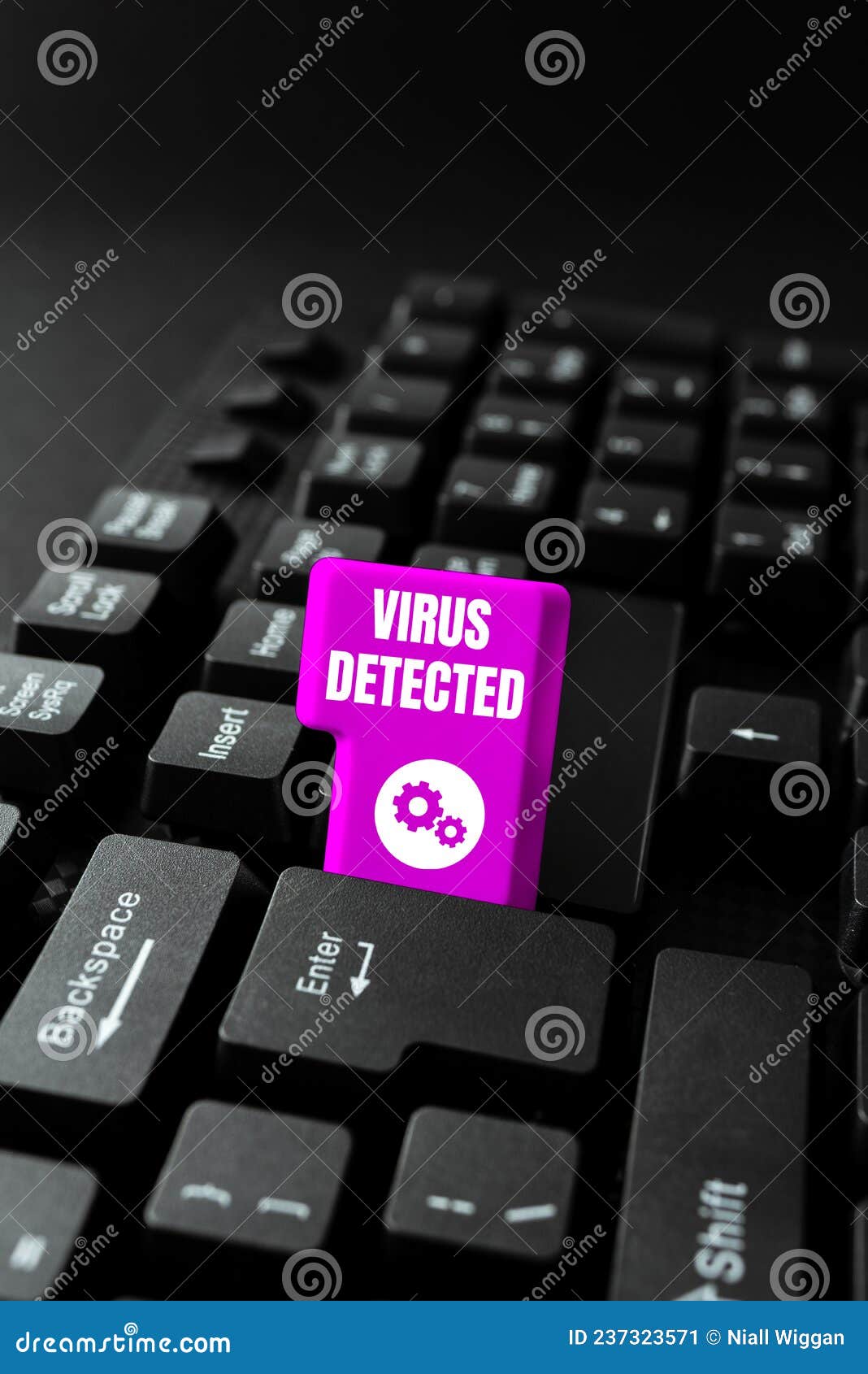 Handwriting Text Virus Detected. Word Written on a Computer Program ...