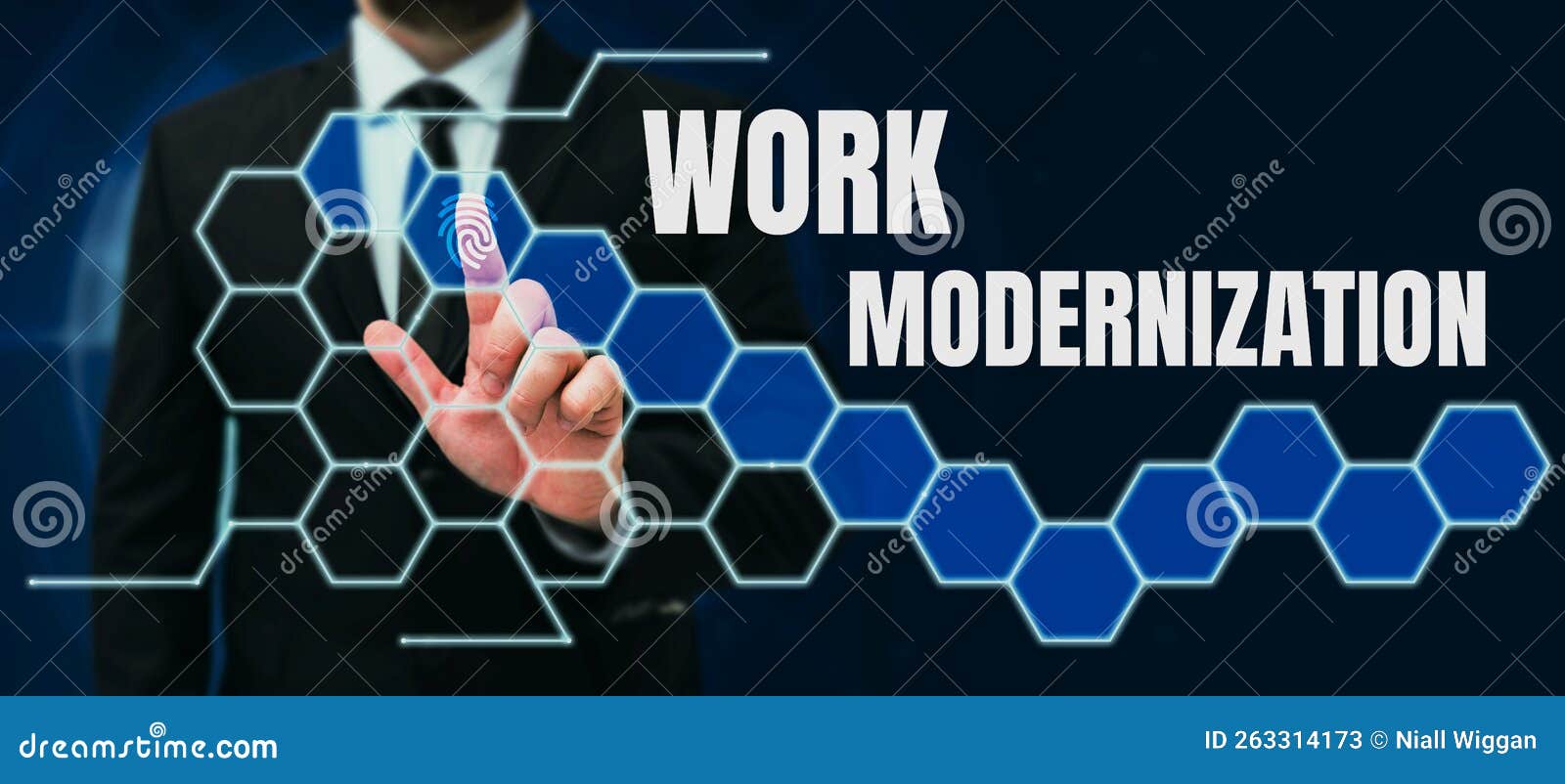 Conceptual Caption Work Modernization. Business Concept Changing ...