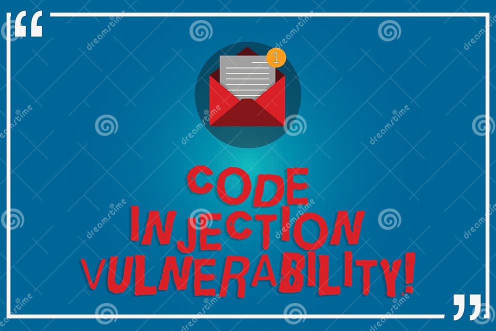 Handwriting Text Writing Code Injection Vulnerability. Concept Meaning Introduction of Code into ...