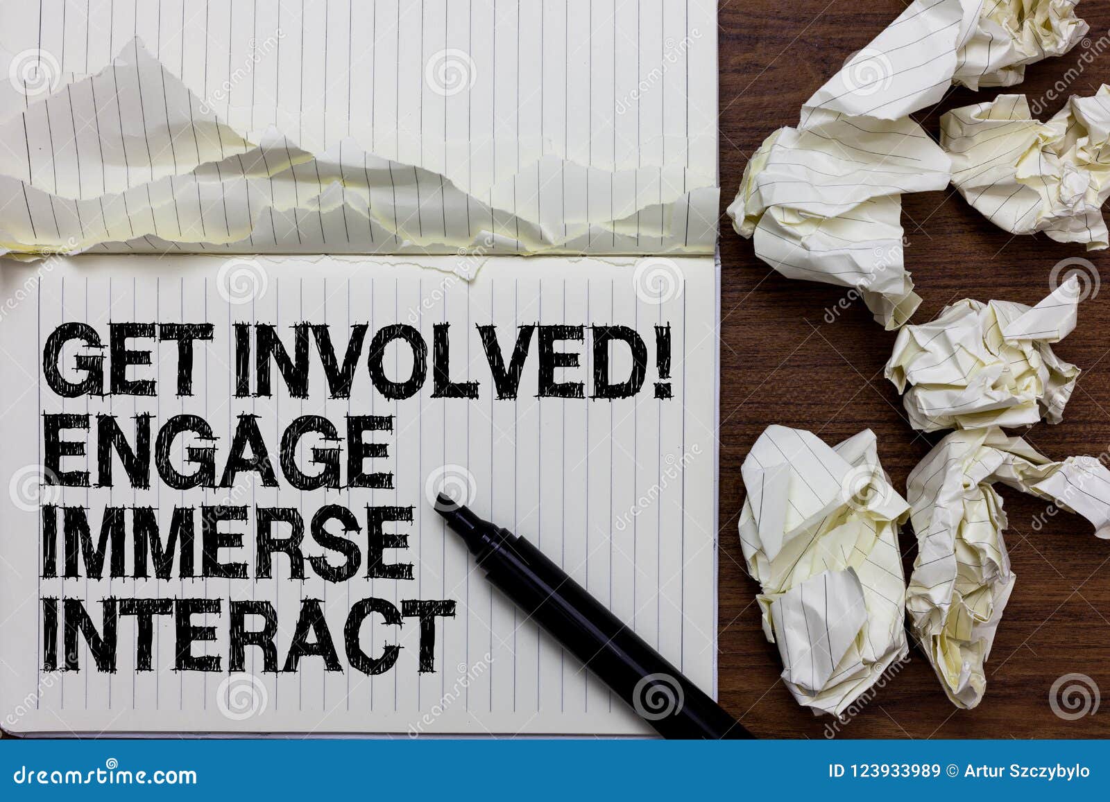 Handwriting Text Writing Get Involved Engage Immerse Interact. Concept ...