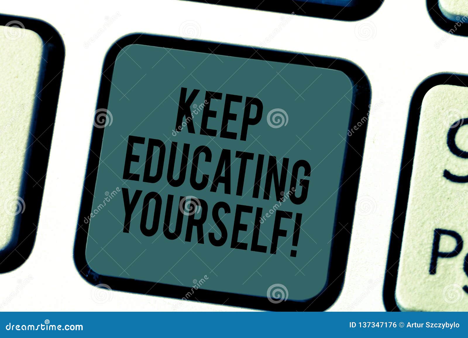 Handwriting Text Writing Keep Educating Yourself. Concept Meaning Never ...