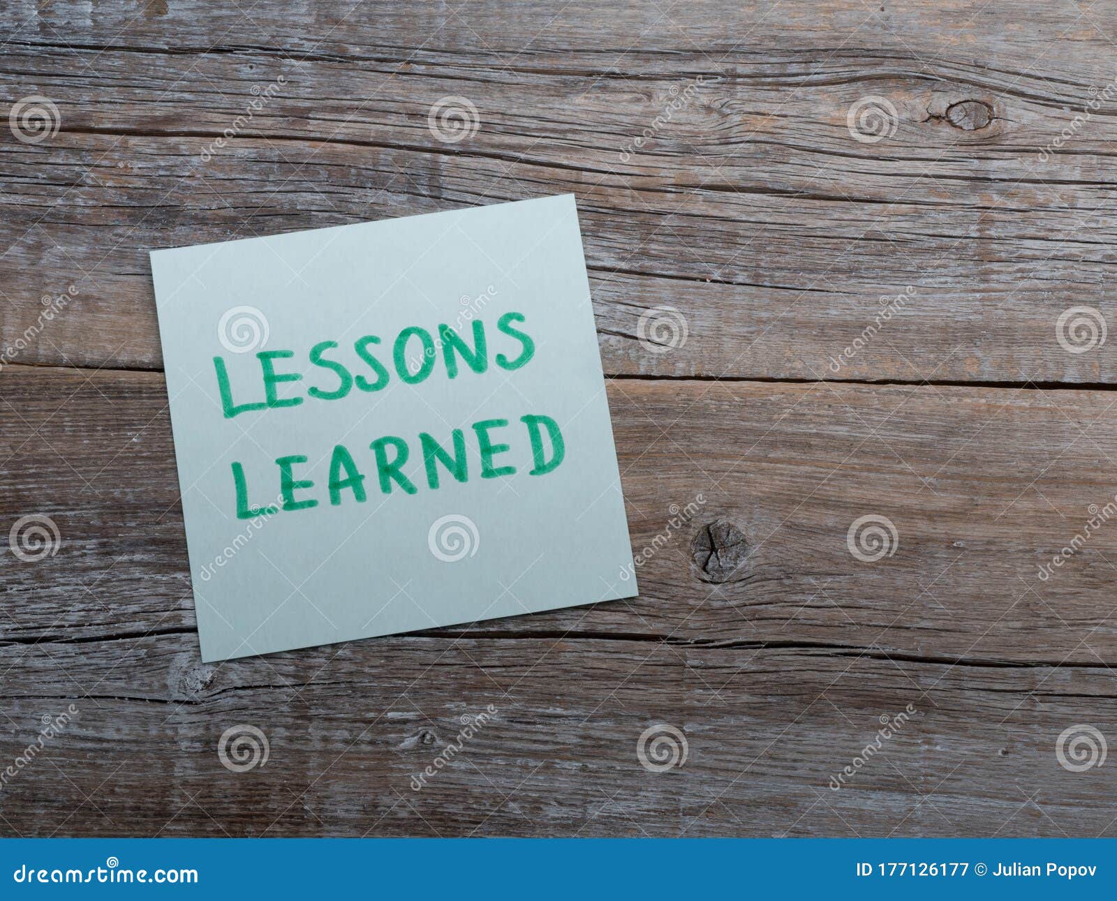 Handwriting Text Writing Lessons Learned. Plain Note Paper on the Top ...