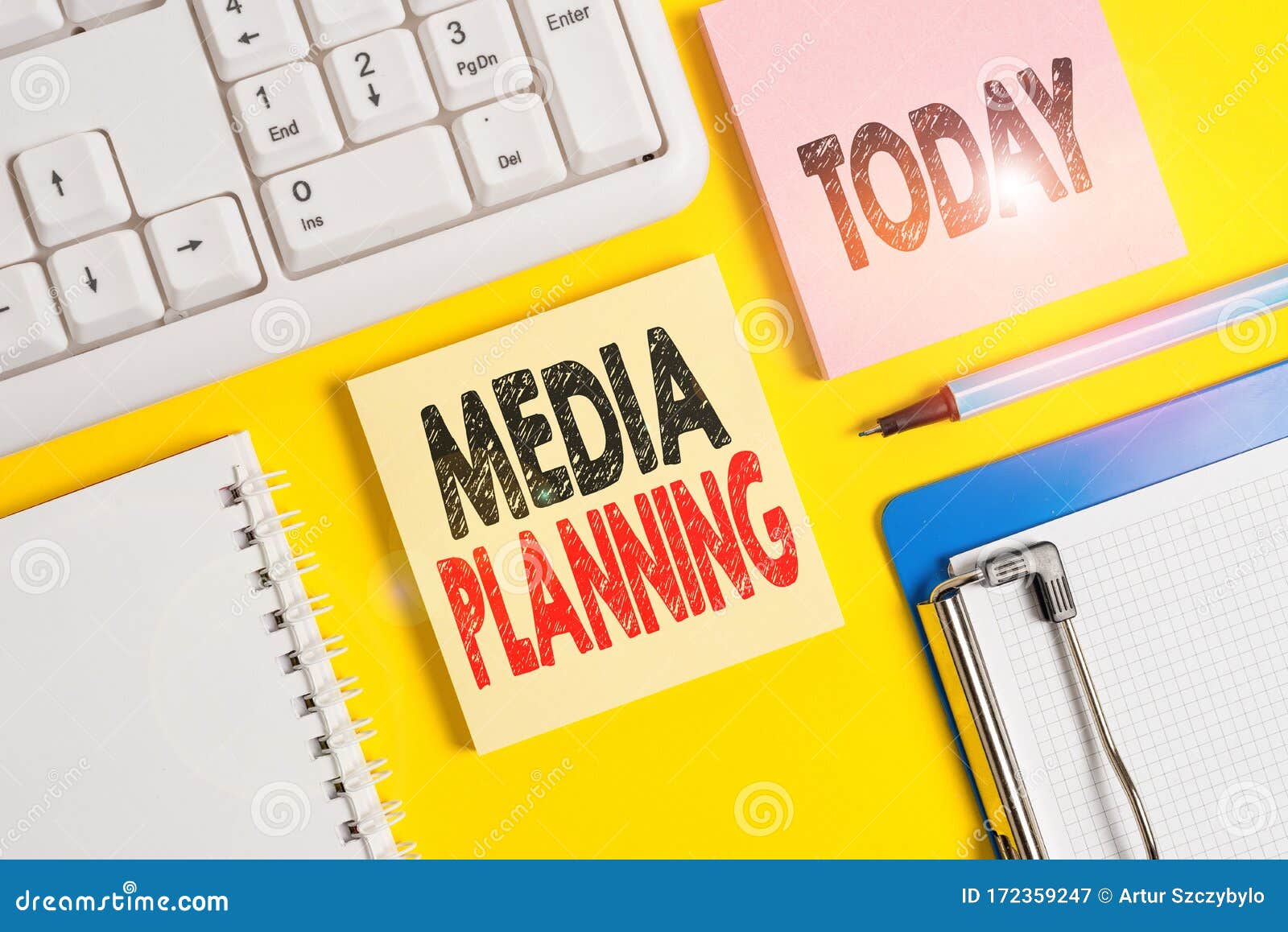 Handwriting Text Writing Media Planning. Concept Meaning the Process of ...