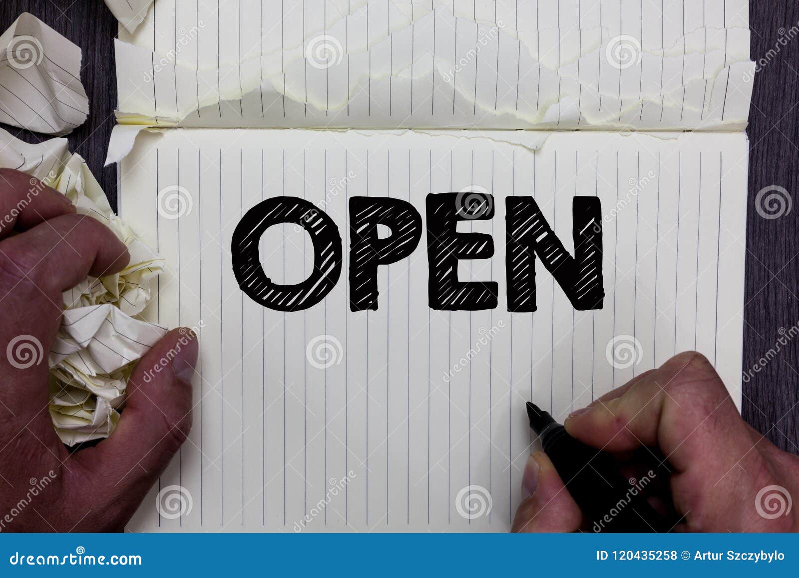 Handwriting Text Writing Open. Concept Meaning Allow Things To Pass ...