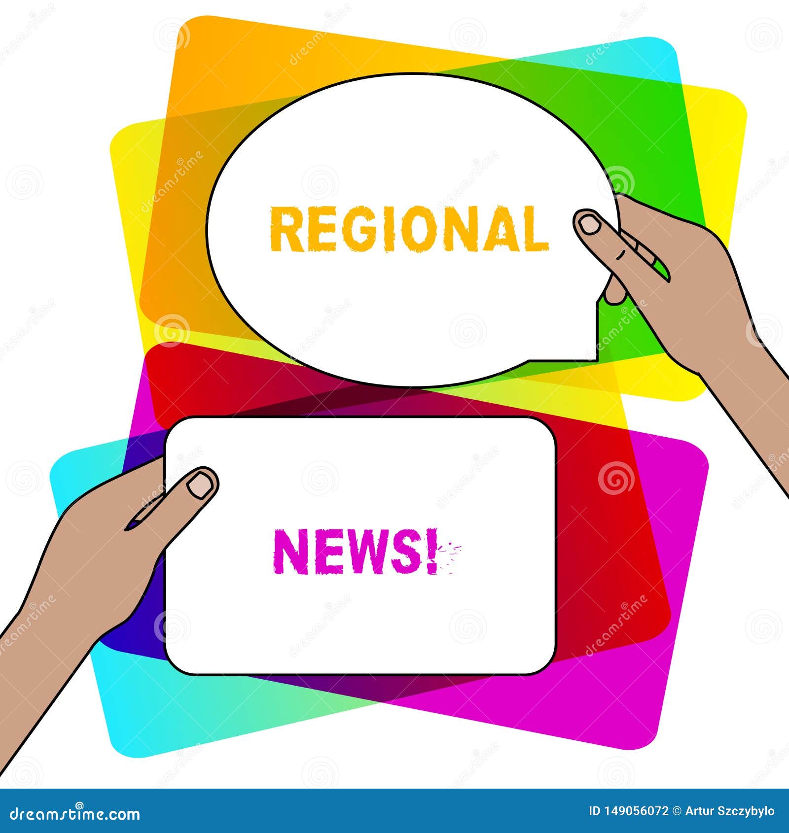 Handwriting Text Writing Regional News. Concept Meaning the Coverage of ...