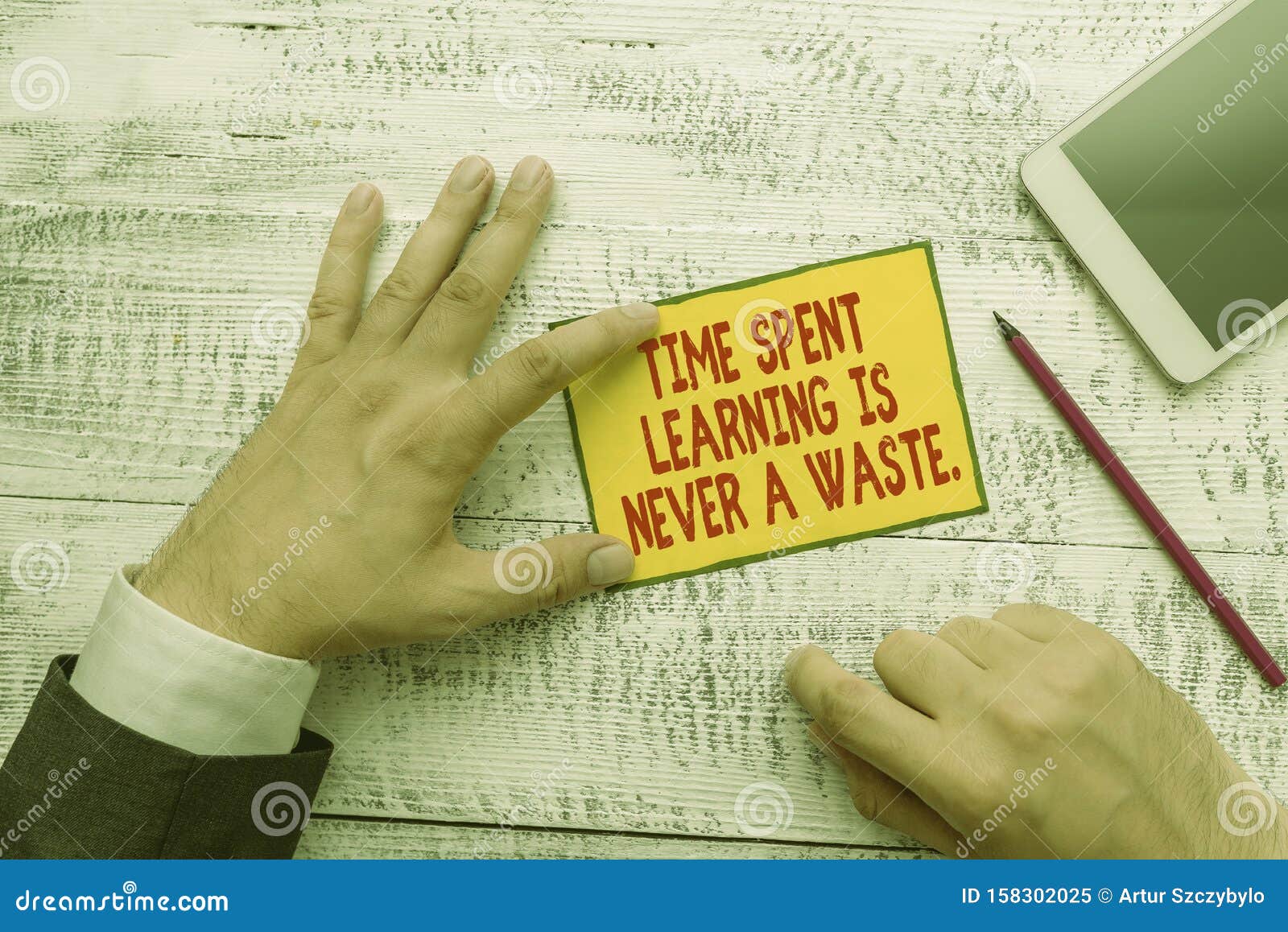 Handwriting Text Writing Time Spent Learning is Never a Waste. Concept ...