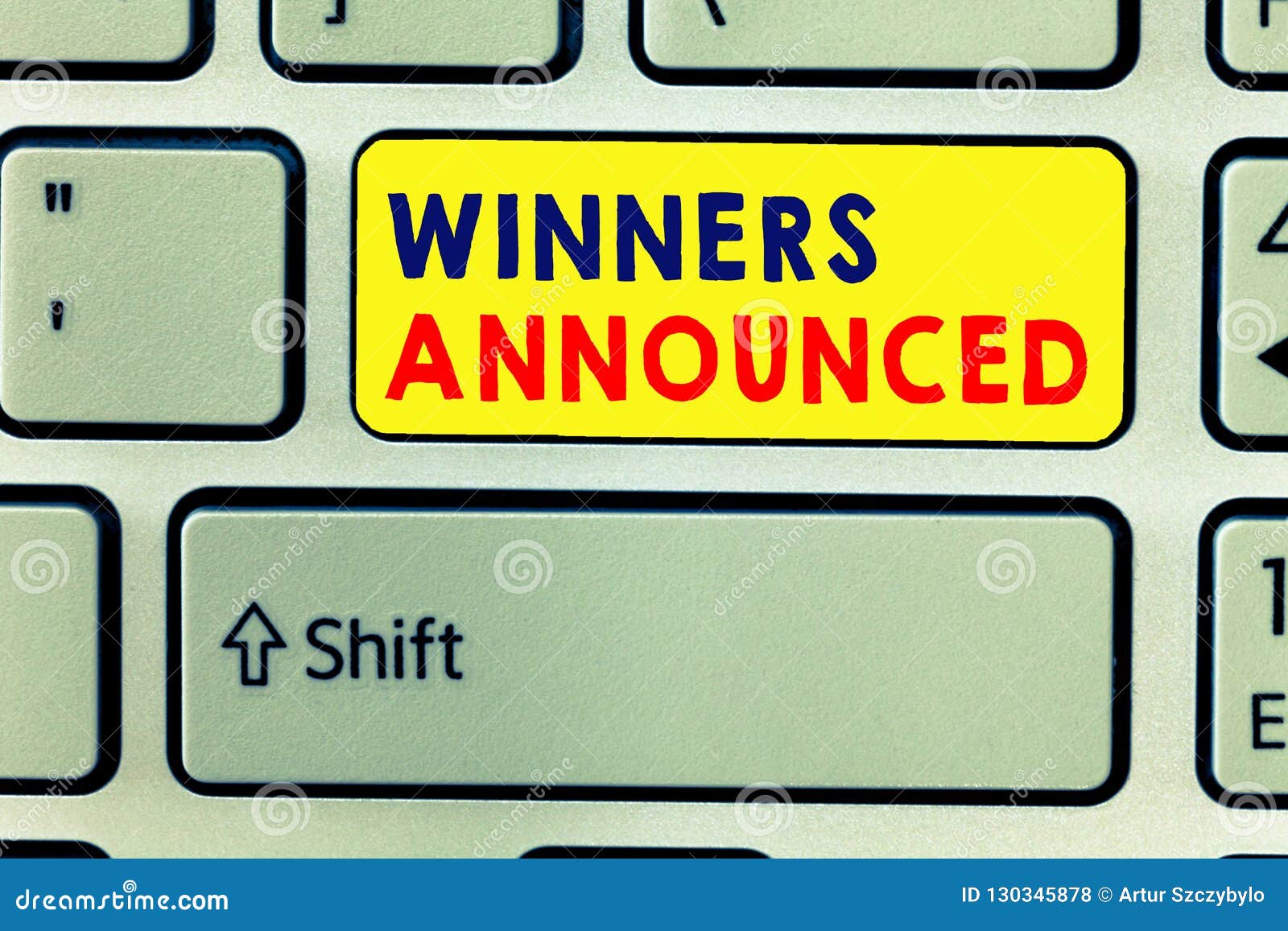 Handwriting Text Writing Winners Announced. Concept Meaning Announcing ...