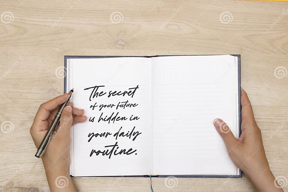 Handwriting Text Writing Your daily Routine Matters on Notebook Stock ...
