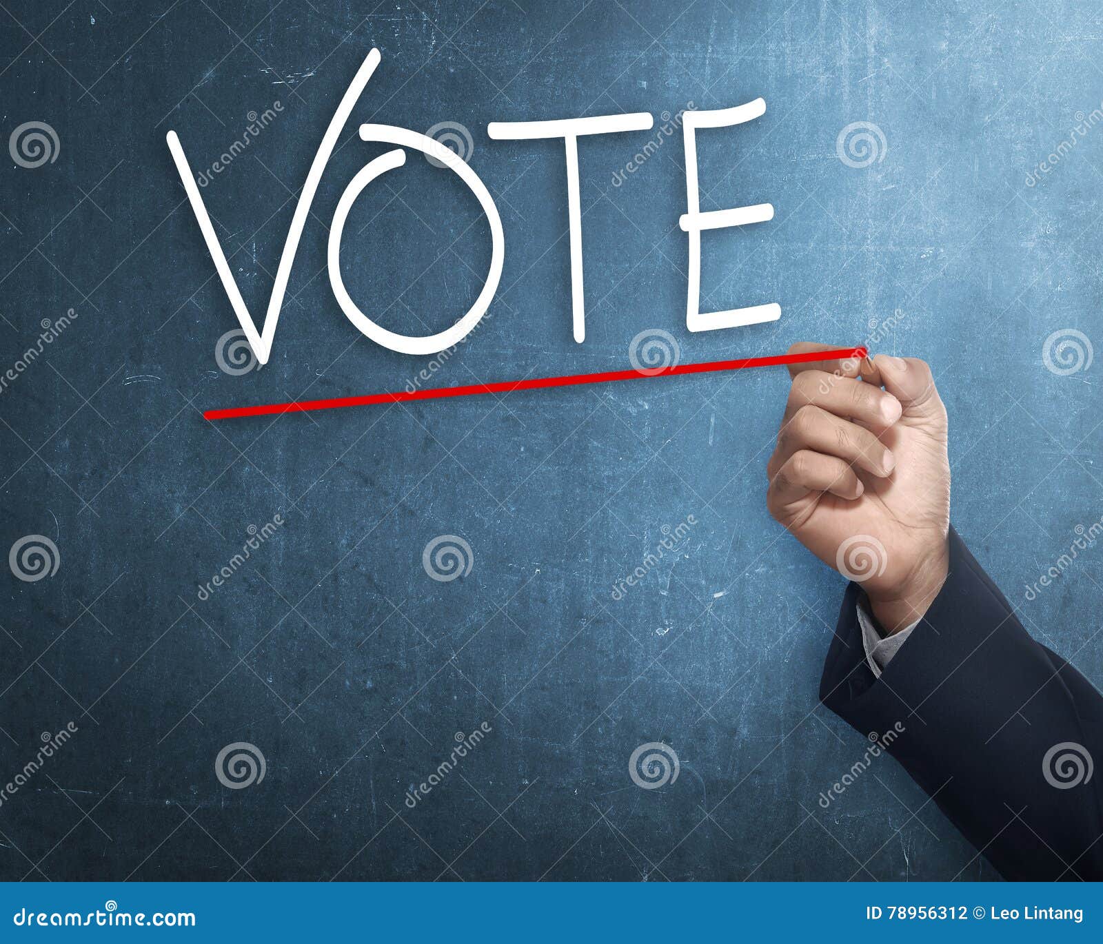 Handwriting Vote with Red Underline Stock Photo - Image of person ...