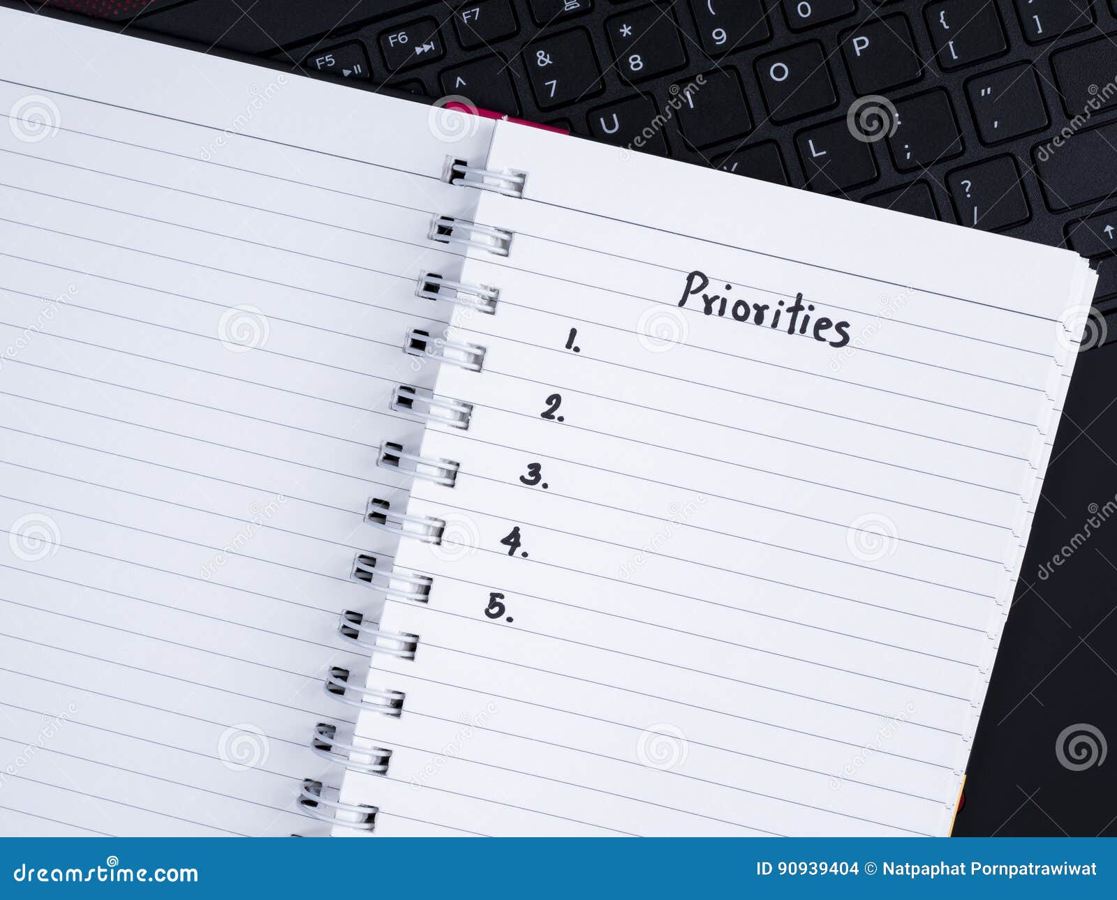 Handwriting Word Priorities on Laptop 1 Stock Photo - Image of plan ...