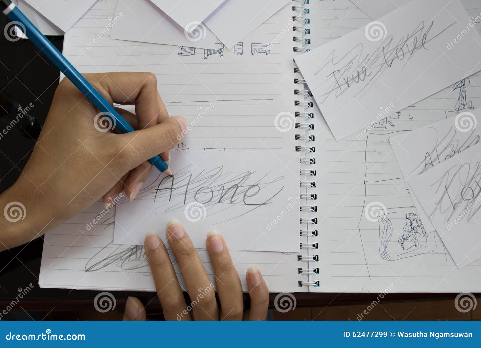 Handwriting Words Feelings Alone Stock Image - Image of vintage ...