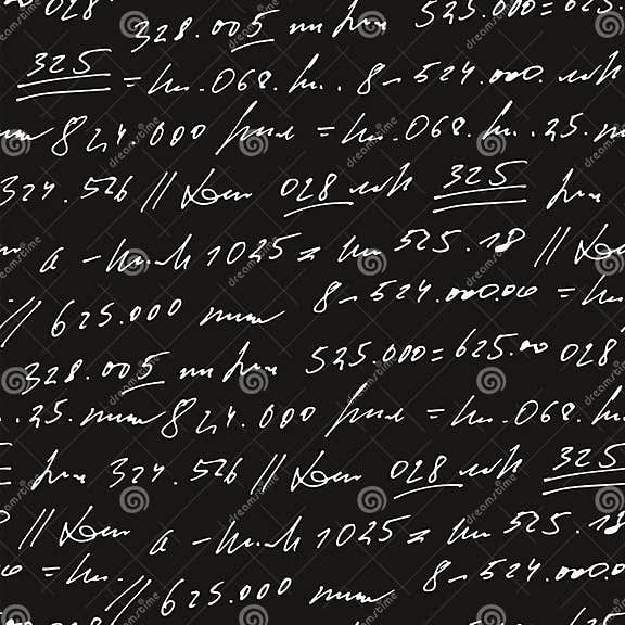 Handwritten Abstract Text and Digits Vector Seamless Pattern Stock ...