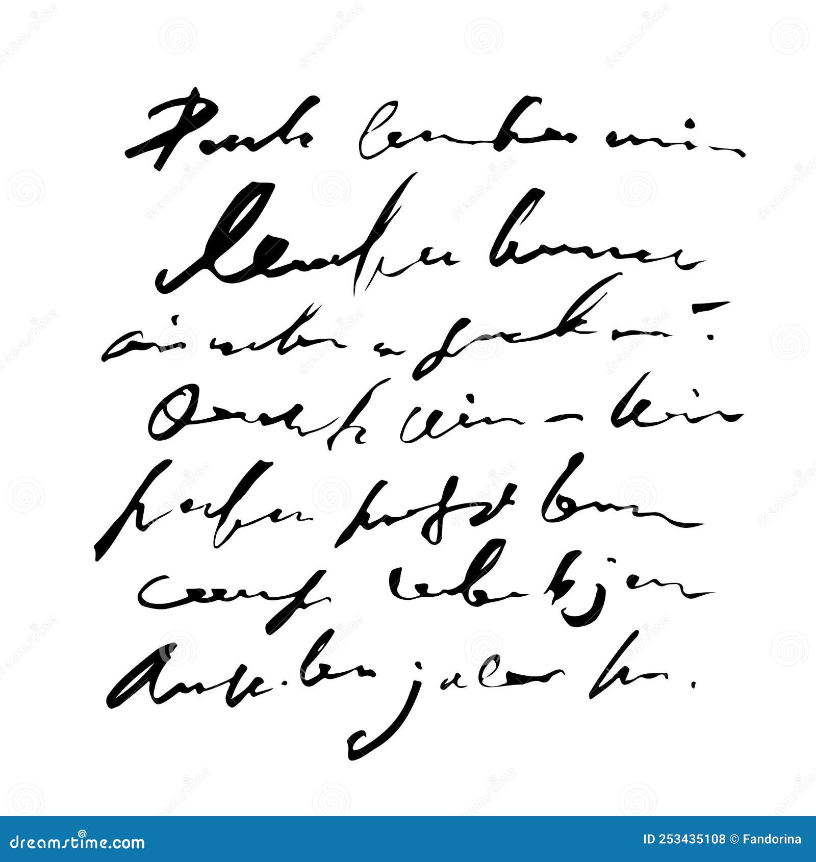 Handwritten Abstract Text Illustration, Vector Monochrome Script ...