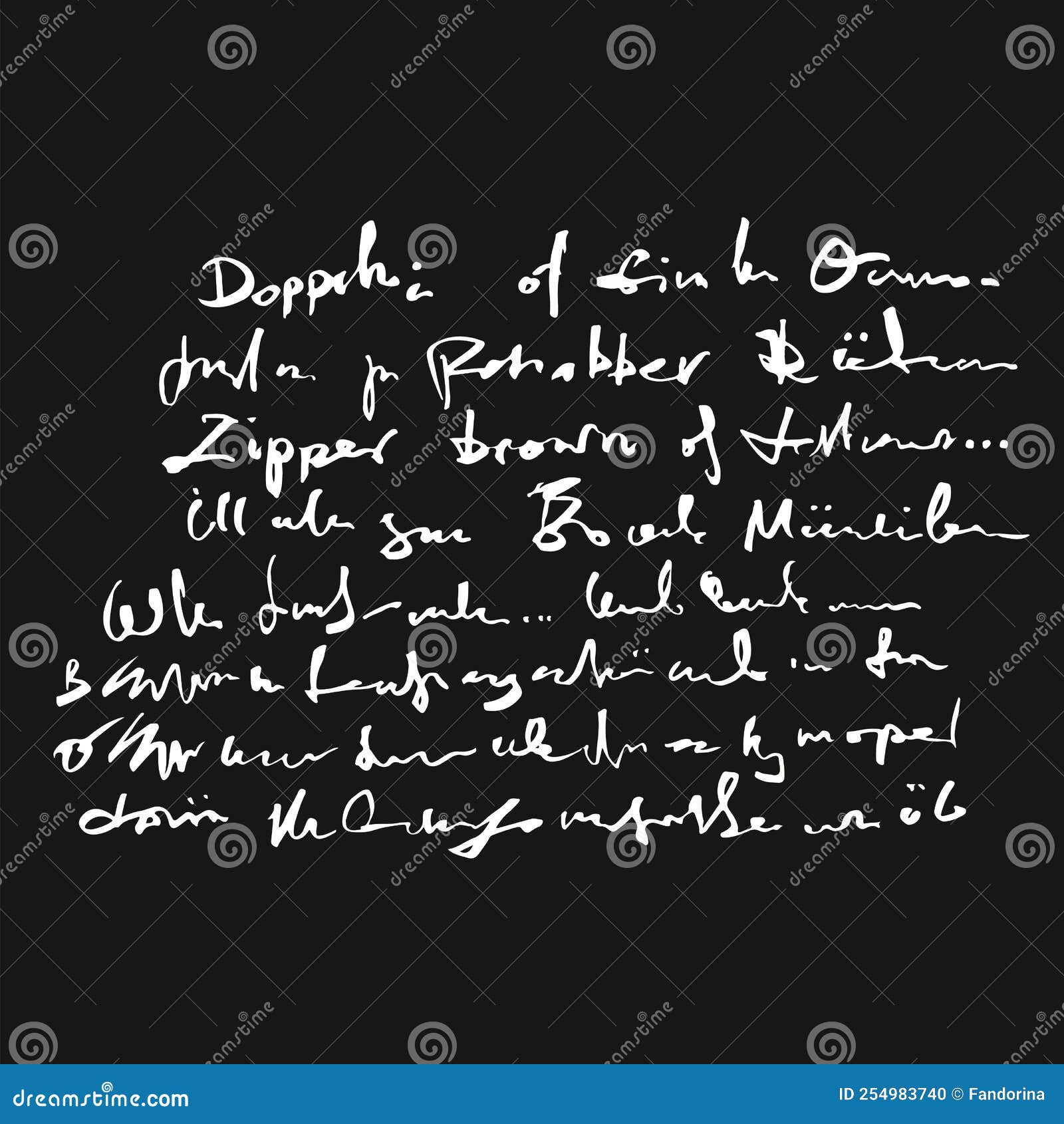 Handwritten Abstract Text Illustration, Vector Monochrome Script ...