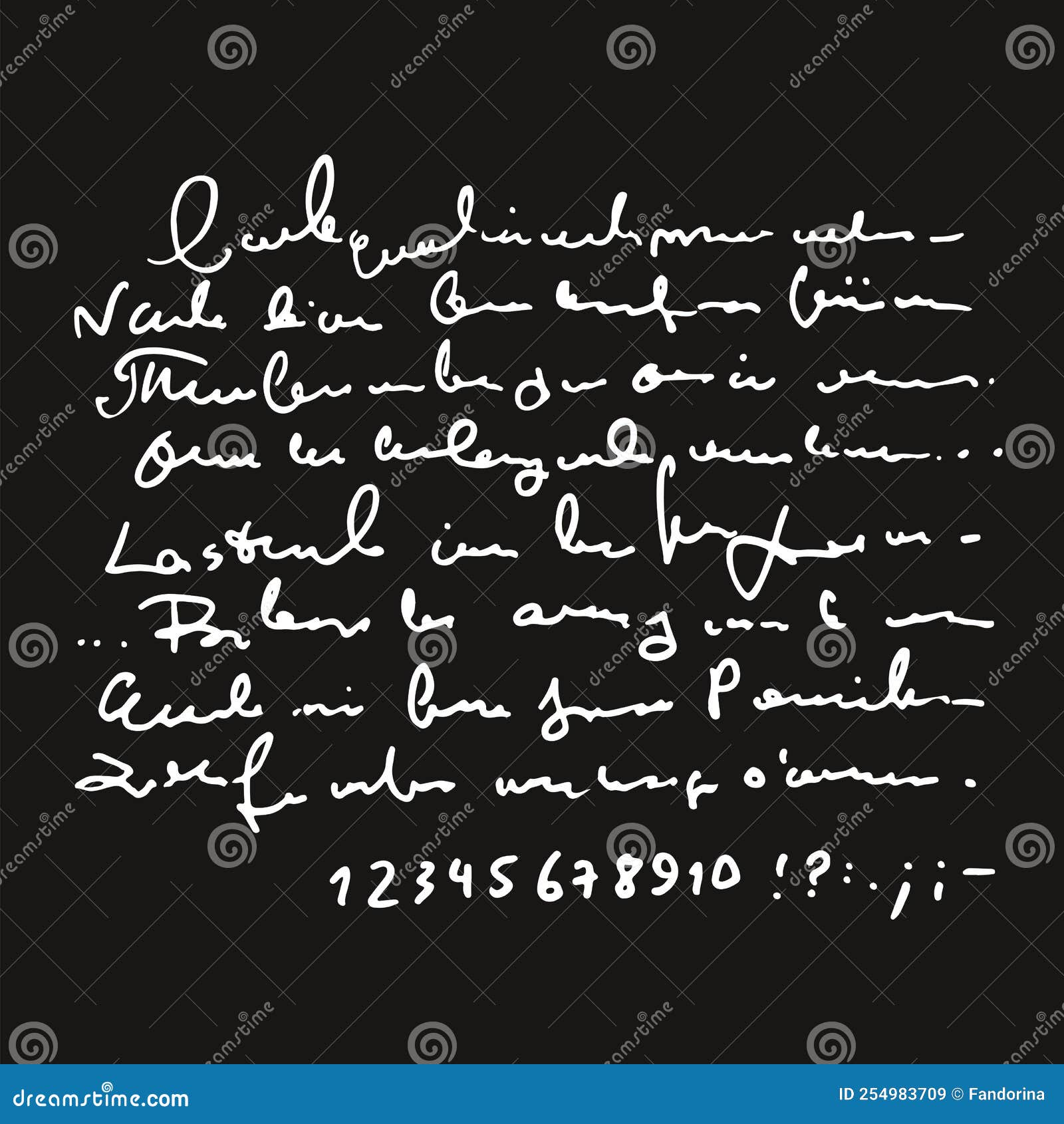 Handwritten Abstract Text Illustration, Vector Monochrome Script ...