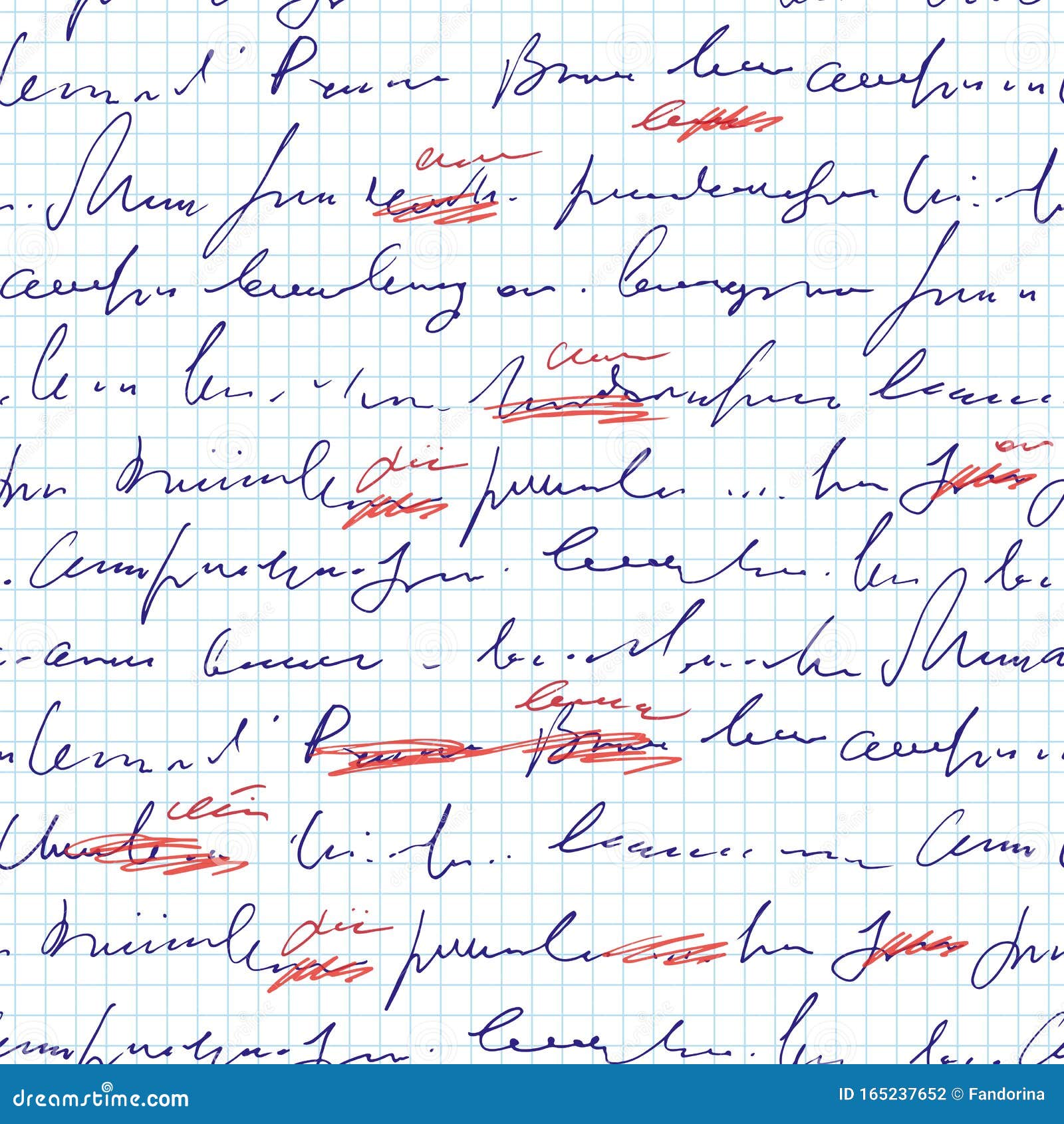 Handwritten Abstract Text With Mistakes And Misprints Seamless Pattern