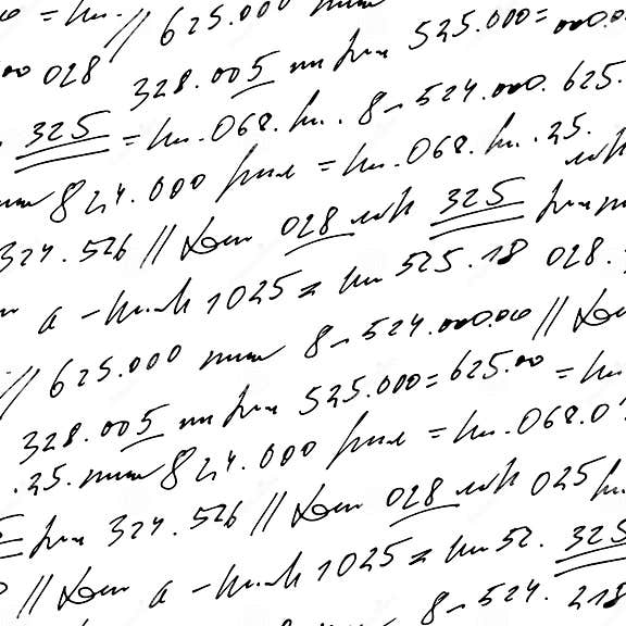 Handwritten Abstract Text And Numbers Vector Seamless Pattern Vector