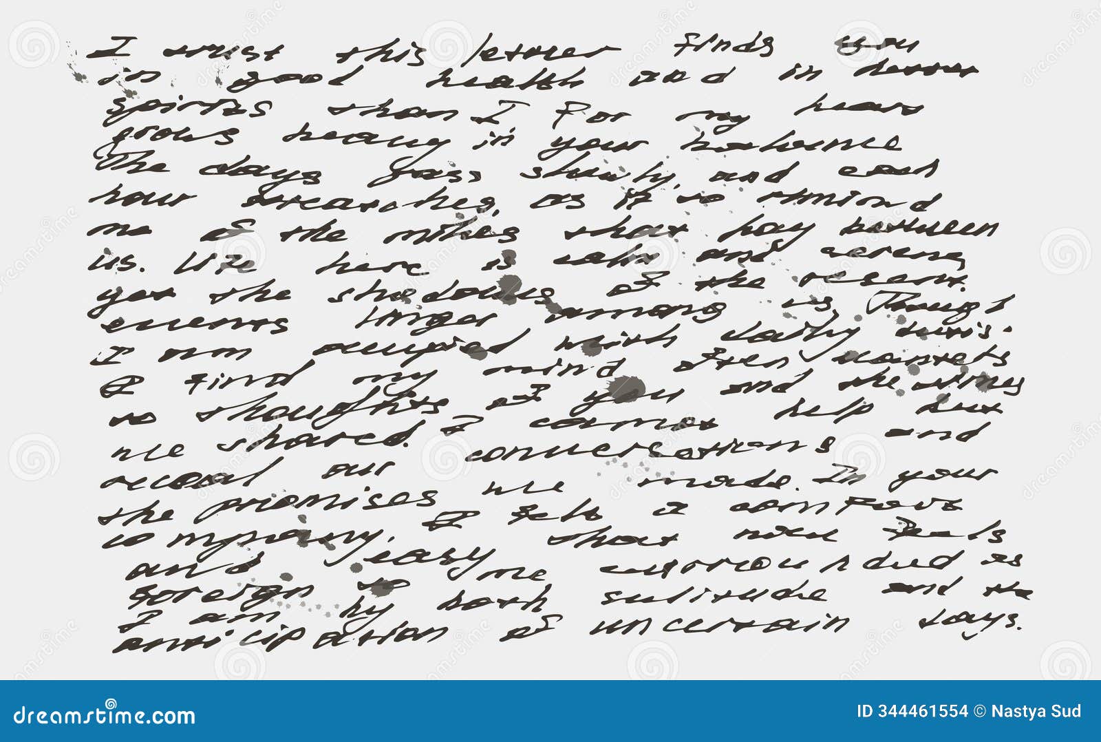 Handwritten Abstract Text Pattern on Isolated Background. Monochrome ...