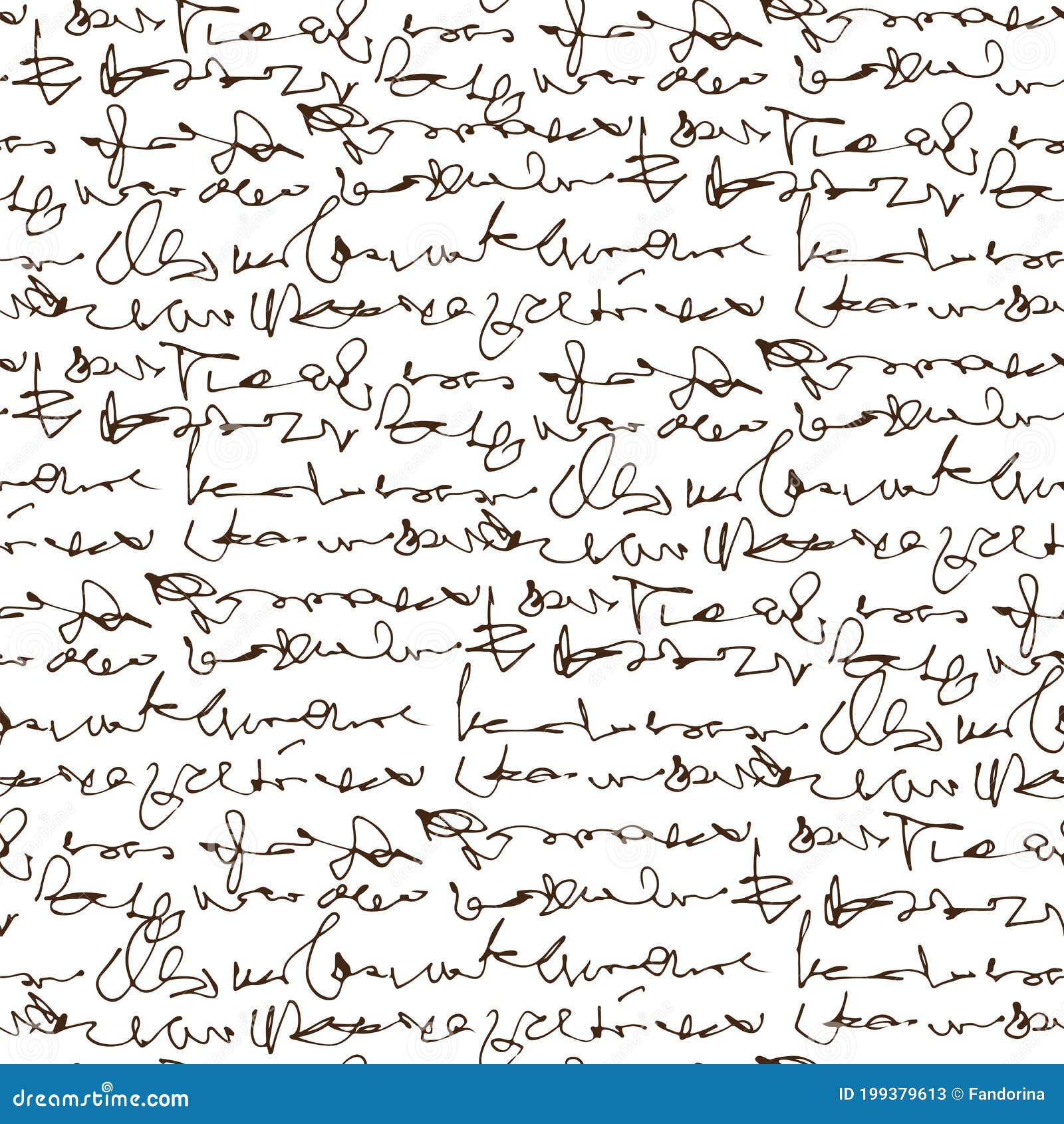Handwritten Abstract Text, Scribbles Vector Seamless Pattern Stock ...