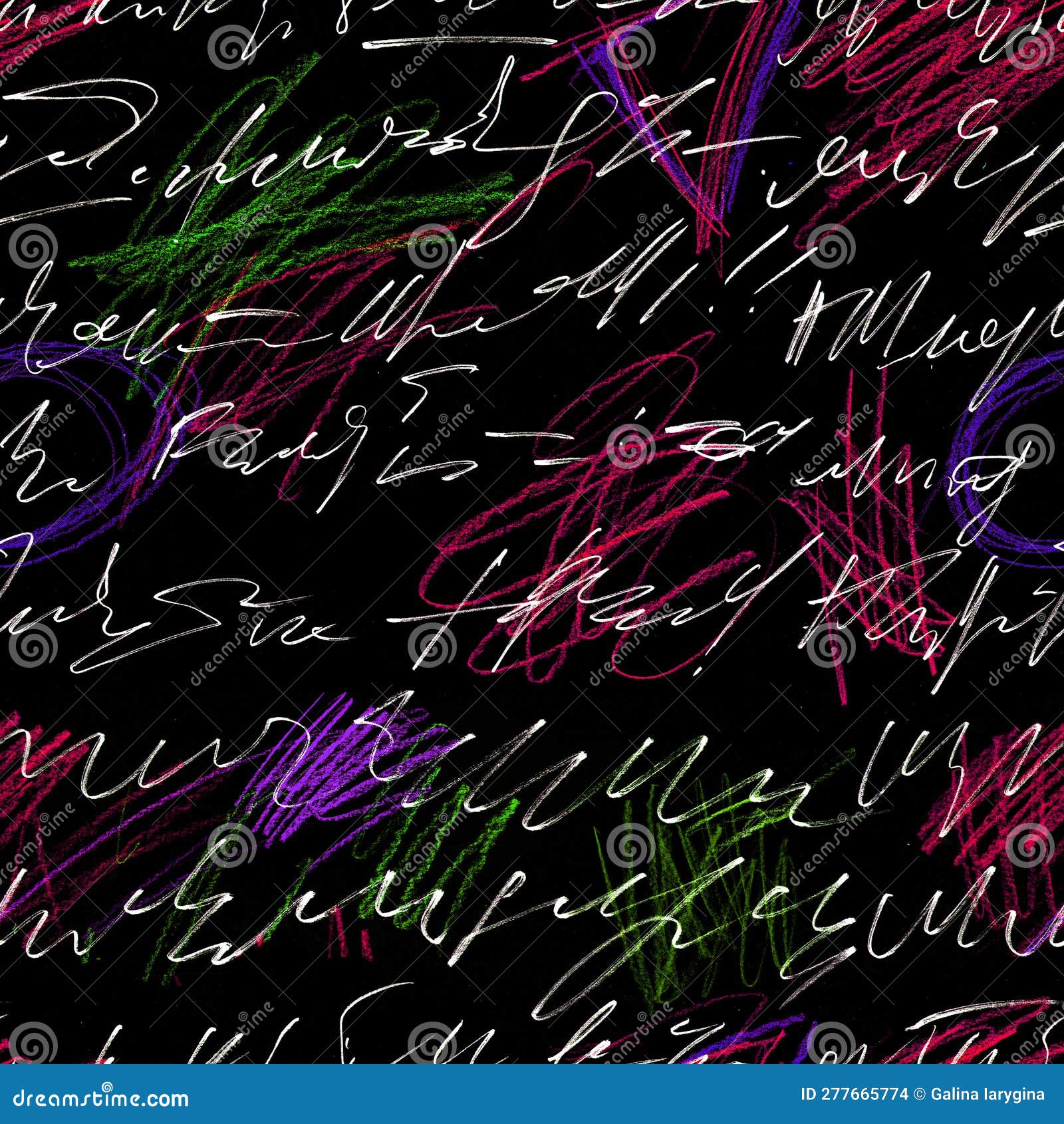 Handwritten Abstract Text, Seamless Pattern Stock Photo - Image of ...