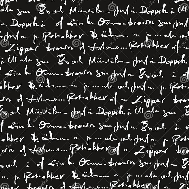 Handwritten Abstract Text Seamless Pattern, Vector Monochrome Script ...