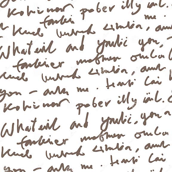 Handwritten Abstract Text Seamless Pattern, Vector Script Background ...