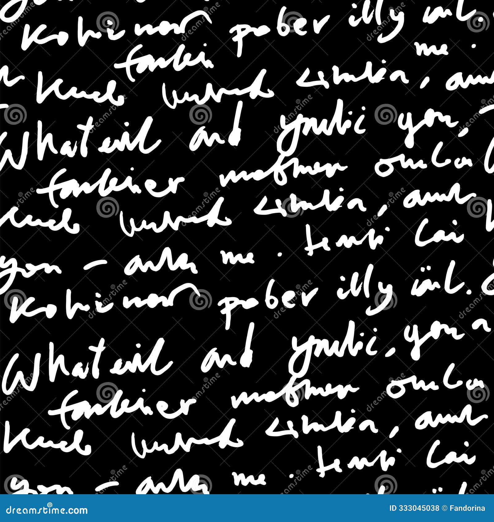 Handwritten Abstract Text Seamless Pattern, Vector Script Background ...