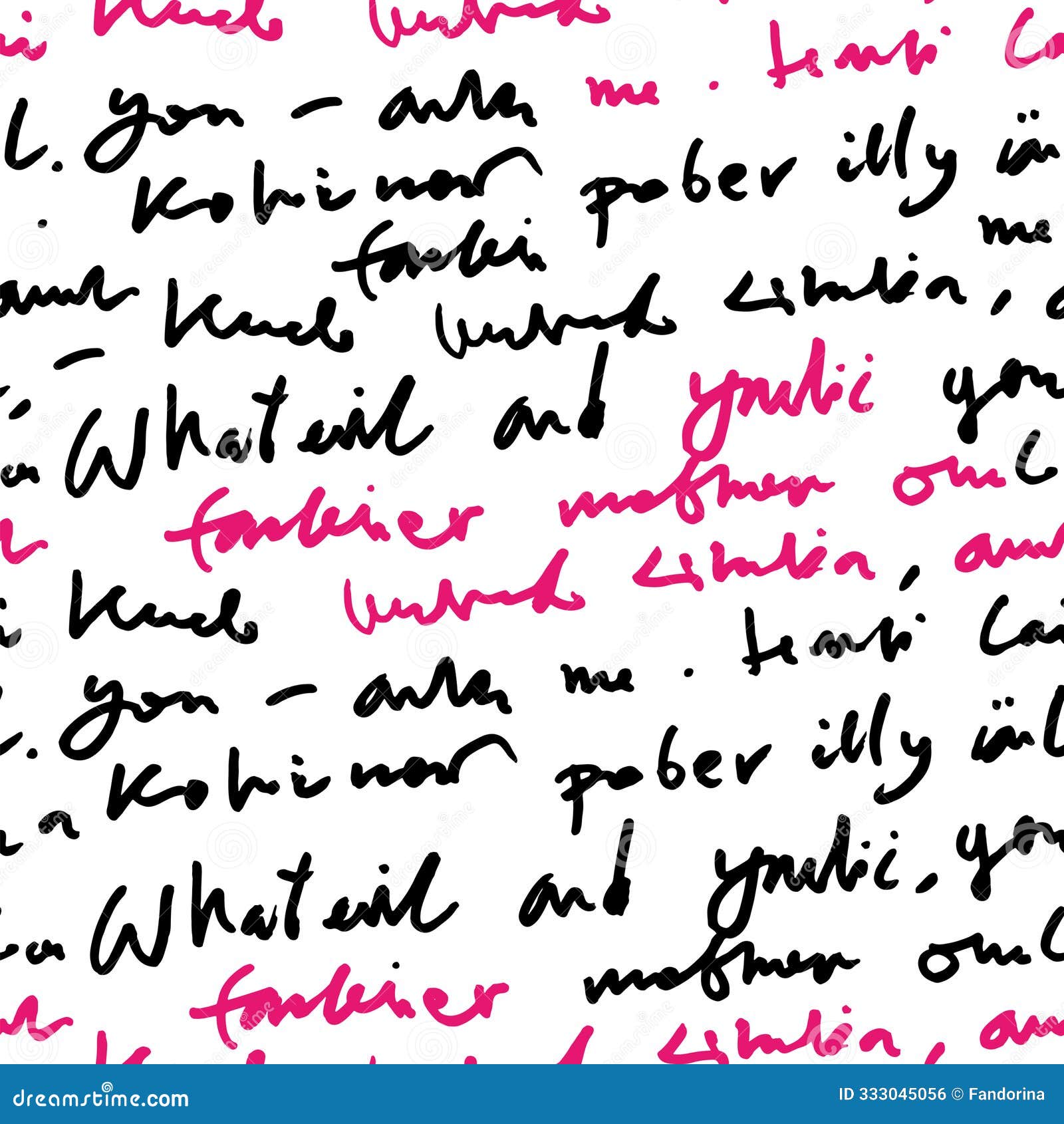 Handwritten Abstract Text Seamless Pattern Vector Script Background Stock Illustration