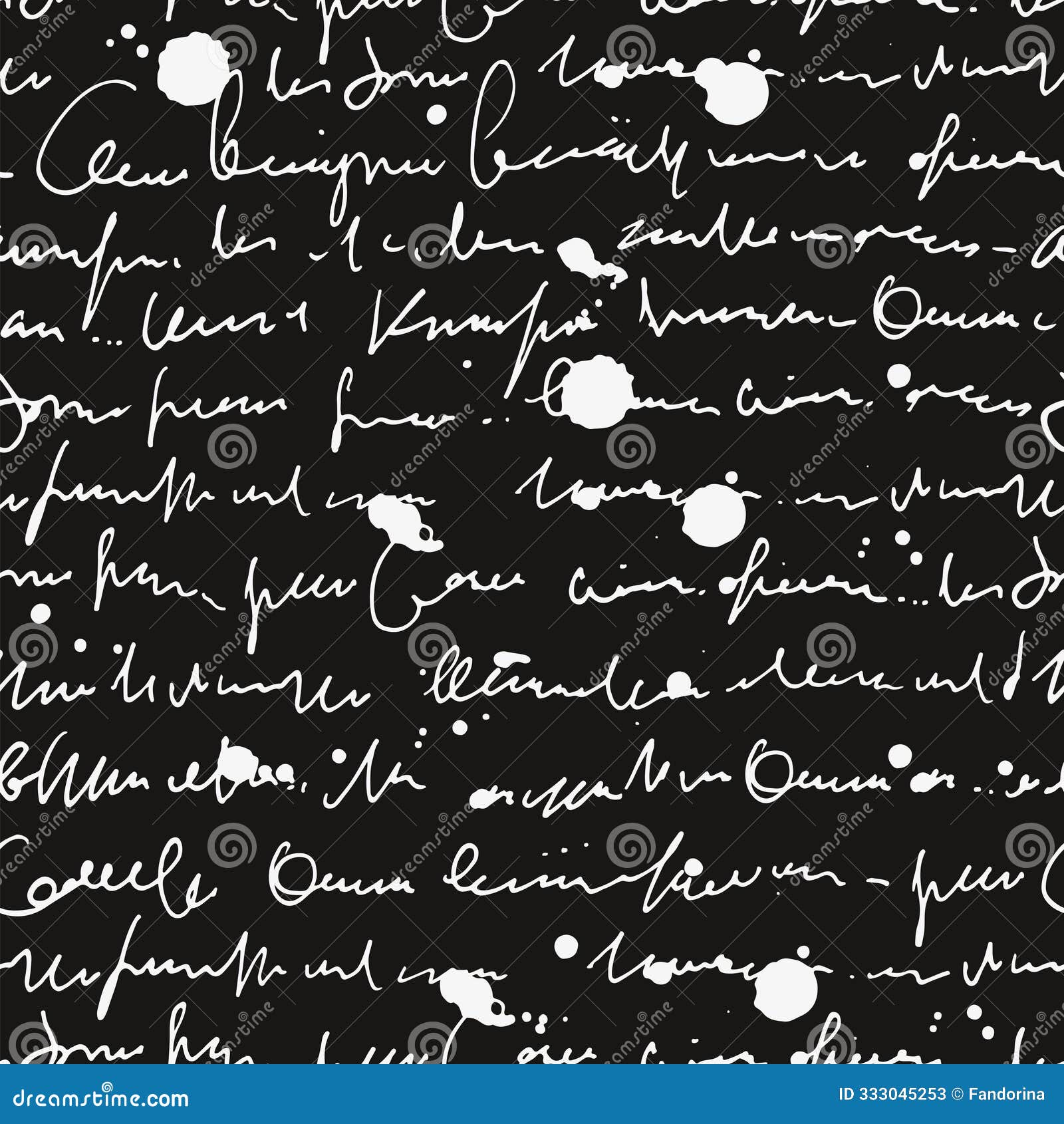 Handwritten Abstract Text Seamless Pattern, Vector Script Background ...