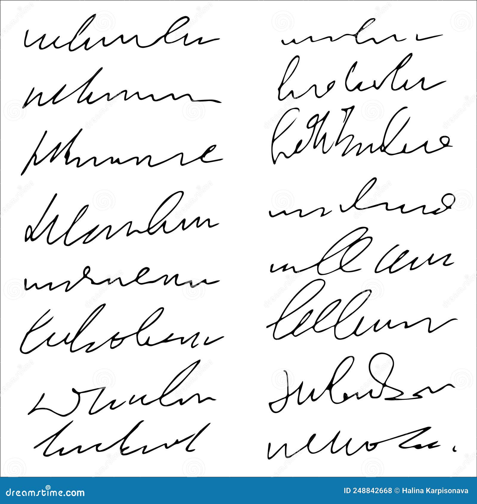 Handwritten Abstract Text, Vector Cursive Script, Imitation of Hand ...