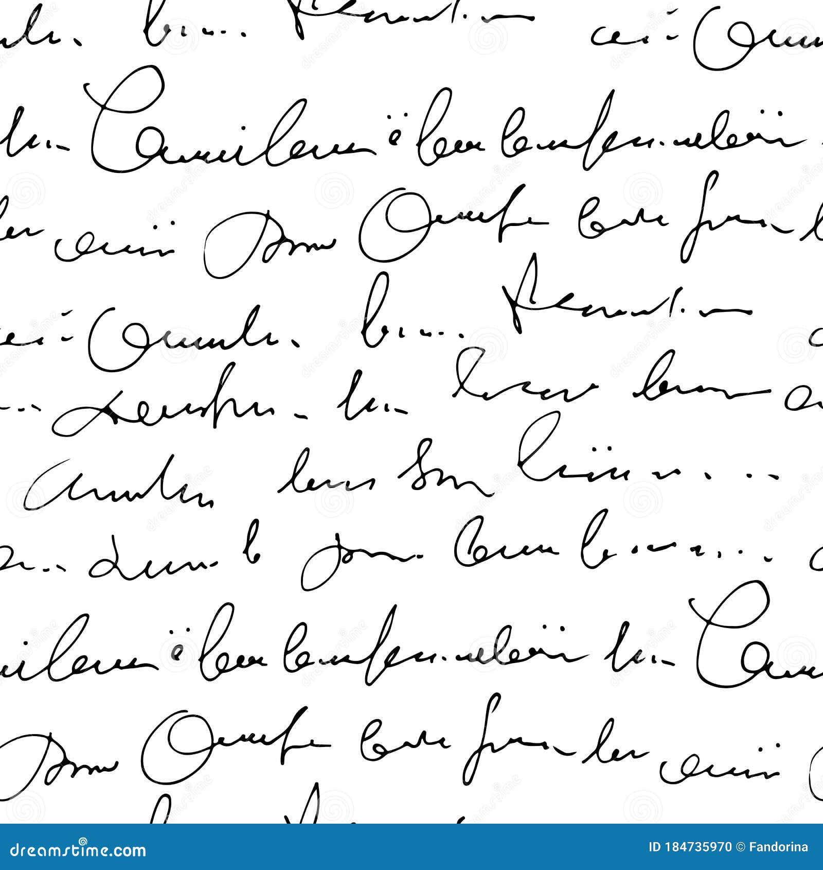 Handwritten Abstract Text Vector Seamless Pattern Vector Monochrome