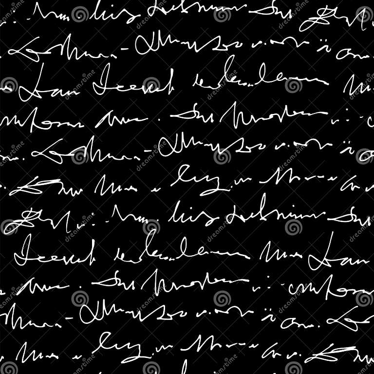 Handwritten Abstract Text Vector Seamless Pattern Vector Monochrome