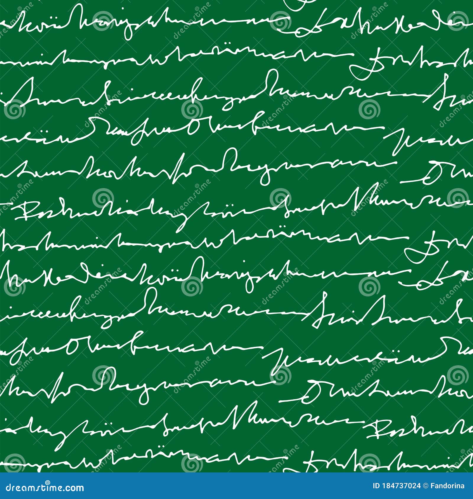 Handwritten Abstract Text Vector Seamless Pattern Vector Monochrome Script Stock Vector