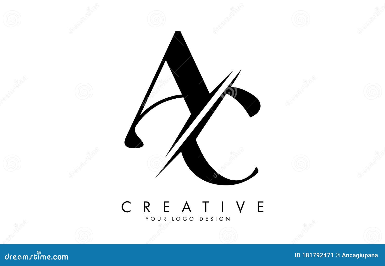 Handwritten AC a C Letters with Creative Cut Stock Vector ...